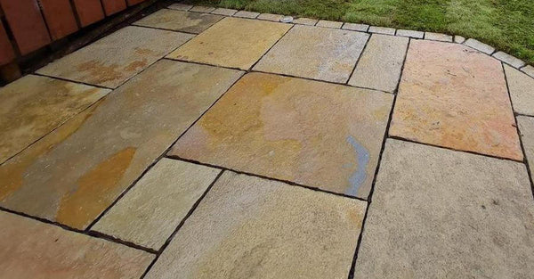 Tandur Yellow Limestone Paving Slabs - UK Delivery - yellow color