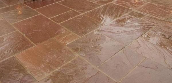 Autumn Brown Indian Sandstone Paving, Autumn Blend - riven surface