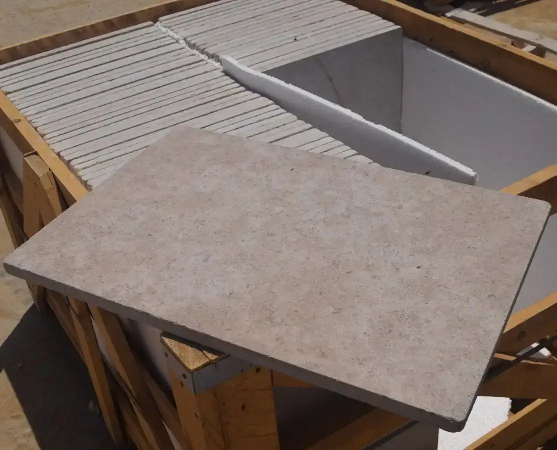 Sinai Pearl Limestone Paving Honed & Tumbled 900x600x20 | Paving Slabs UK