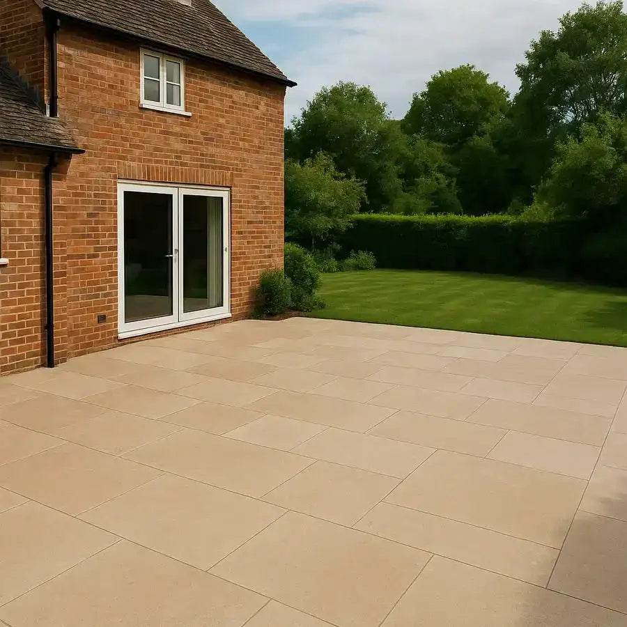 Dijon Limestone Paving Honed & Tumbled 900x600x20