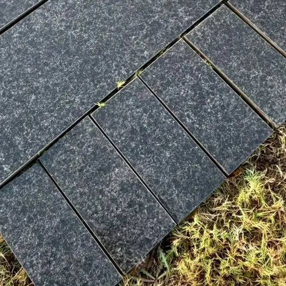 Black Basalt Porcelain Paving Edging Setts 200x100x20 | Paving Slabs UK