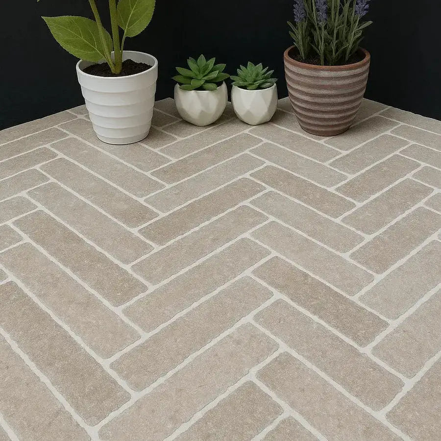 Sinai Pearl Limestone Honed & Tumbled Pavers 200x50x40 | Paving Slabs UK