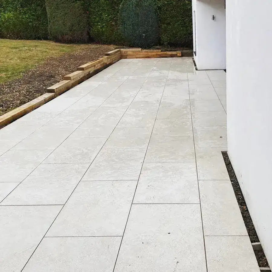 Quartz White Porcelain Paving Tiles 600 x 600 | Paving Slabs UK