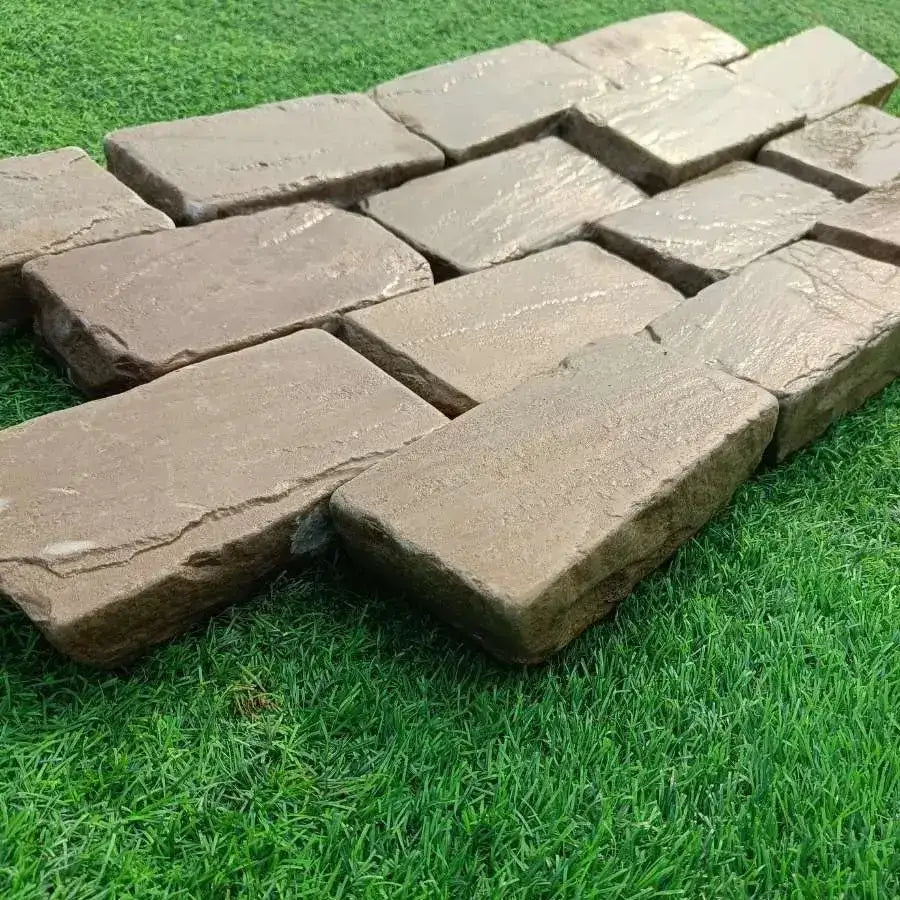 Raj Green Sandstone Tumbled Cobbles 200 x 100 x 50 | Paving Slabs UK