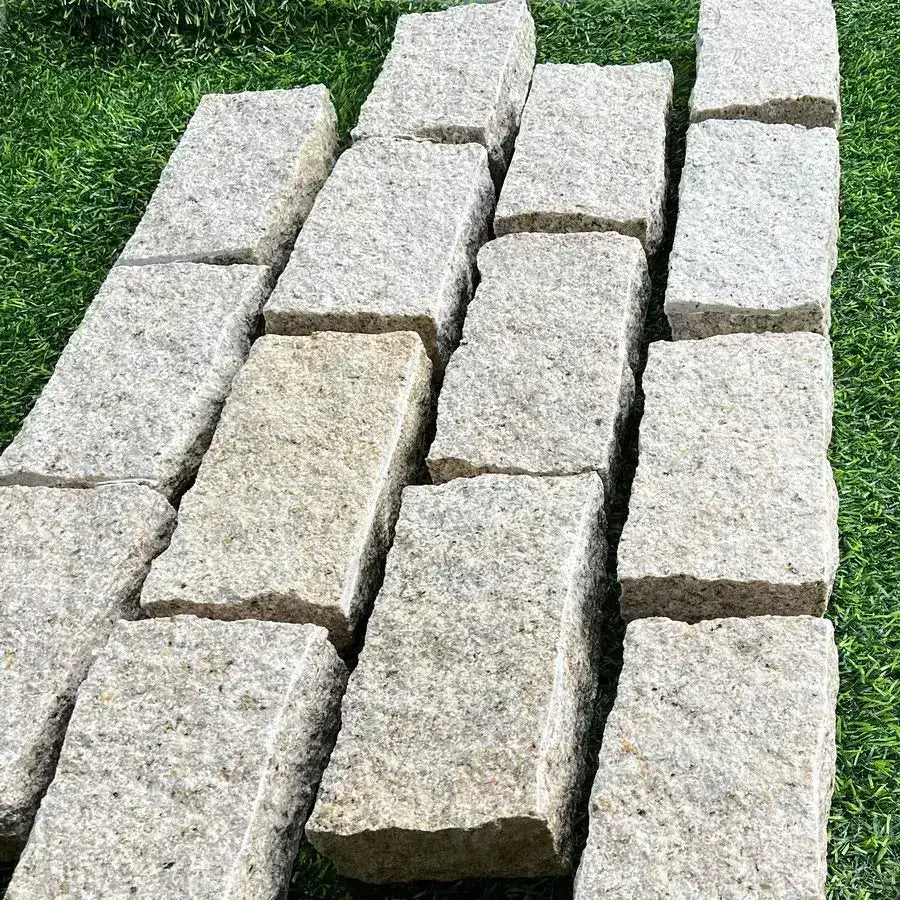 Granite Setts Cobbles Yellow Cropped 200x100x50 | Paving Slabs UK