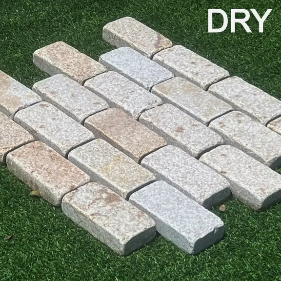 Yellow Gold Granite Tumbled Setts 200x100x50mm From £54.69/m2