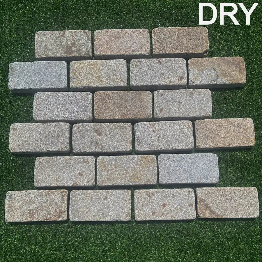 Yellow Gold Granite Tumbled Setts 200x100x50mm From £54.69/m2