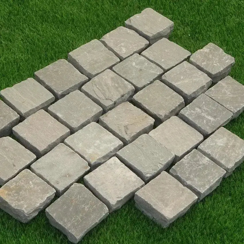 Kandla Grey Sandstone Cobble Setts 100 x 100 x 50