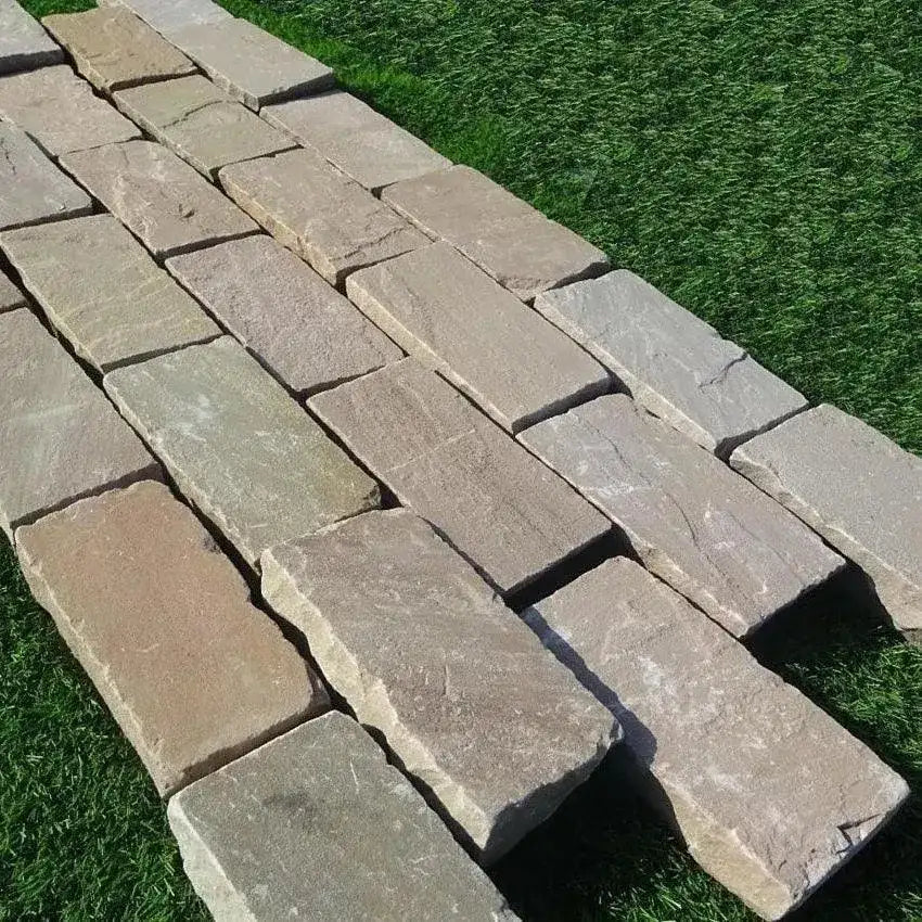Raj Green Sandstone Cobble Setts 200 x 100 x 50