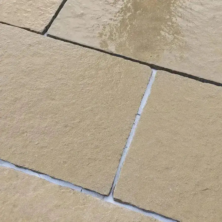 Tandur Yellow Limestone Paving Tumbled Antique 600 x 600