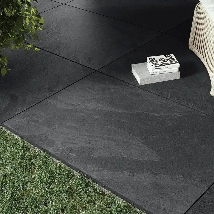 Brazilian Black Slate Porcelain Paving 900 x 600 | Paving Slabs UK
