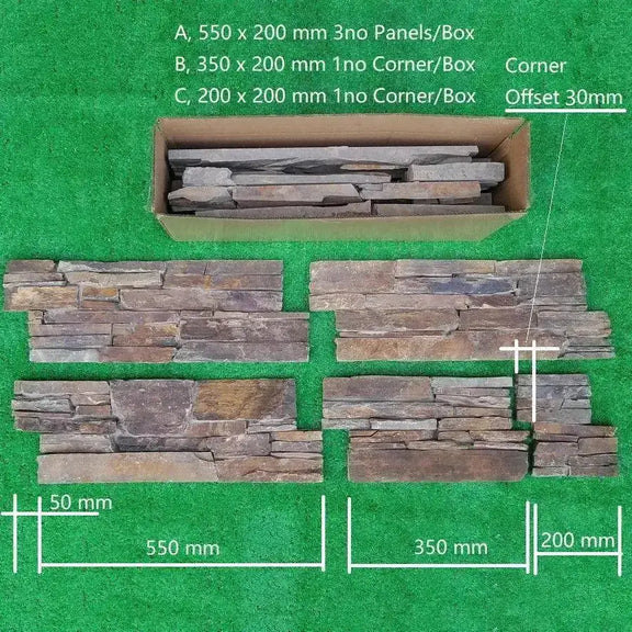 Stone Cladding Multicolour Slate Z Tiles Clad Panels | Paving Slabs UK