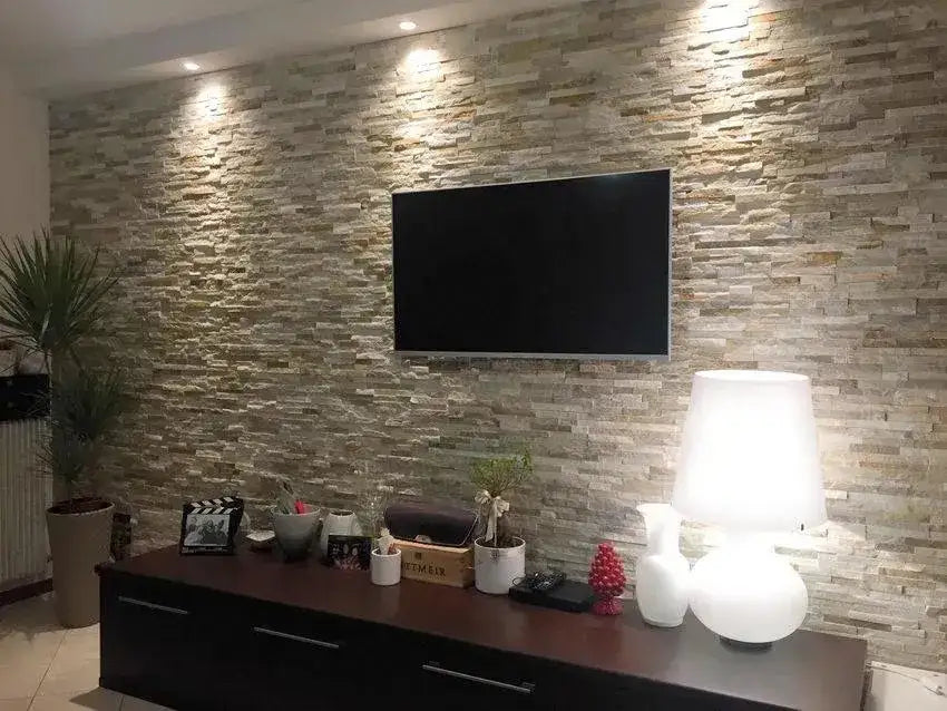 Oyster Quartz Split Face Tiles Cladding 360 x 100