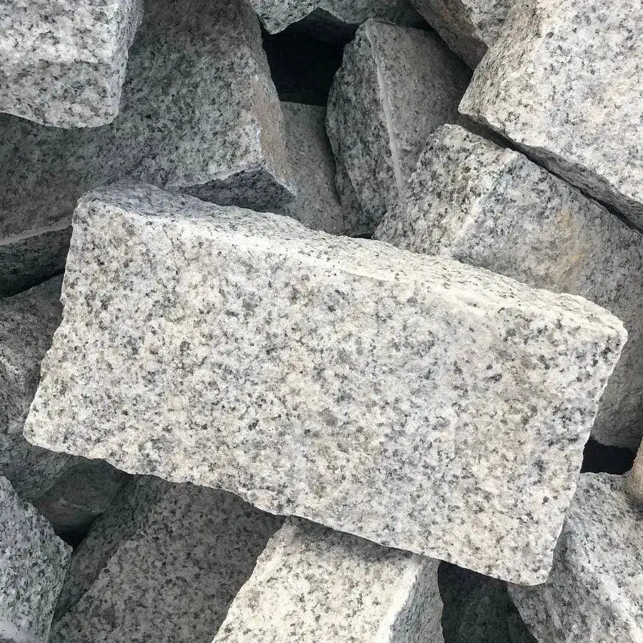 Granite Setts Cobbles Silver Grey Cropped 200 x 100 x 50