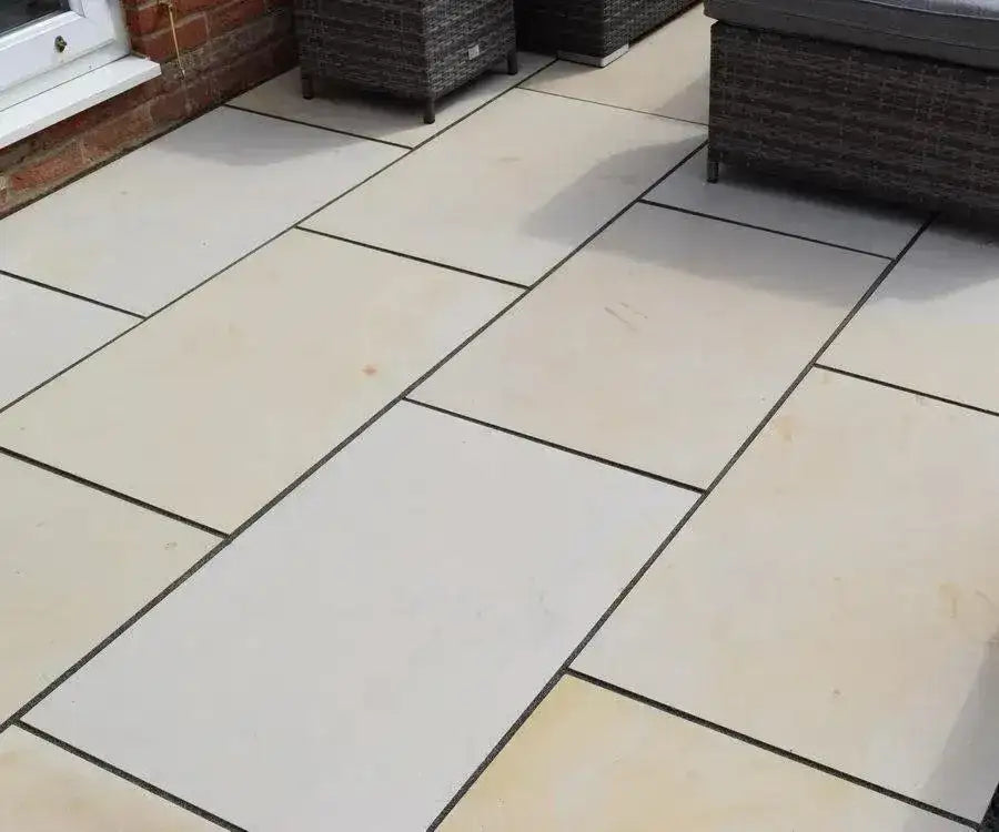 Fossil Mint Indian Sandstone Smooth Paving 900 x 600 | Paving Slabs UK