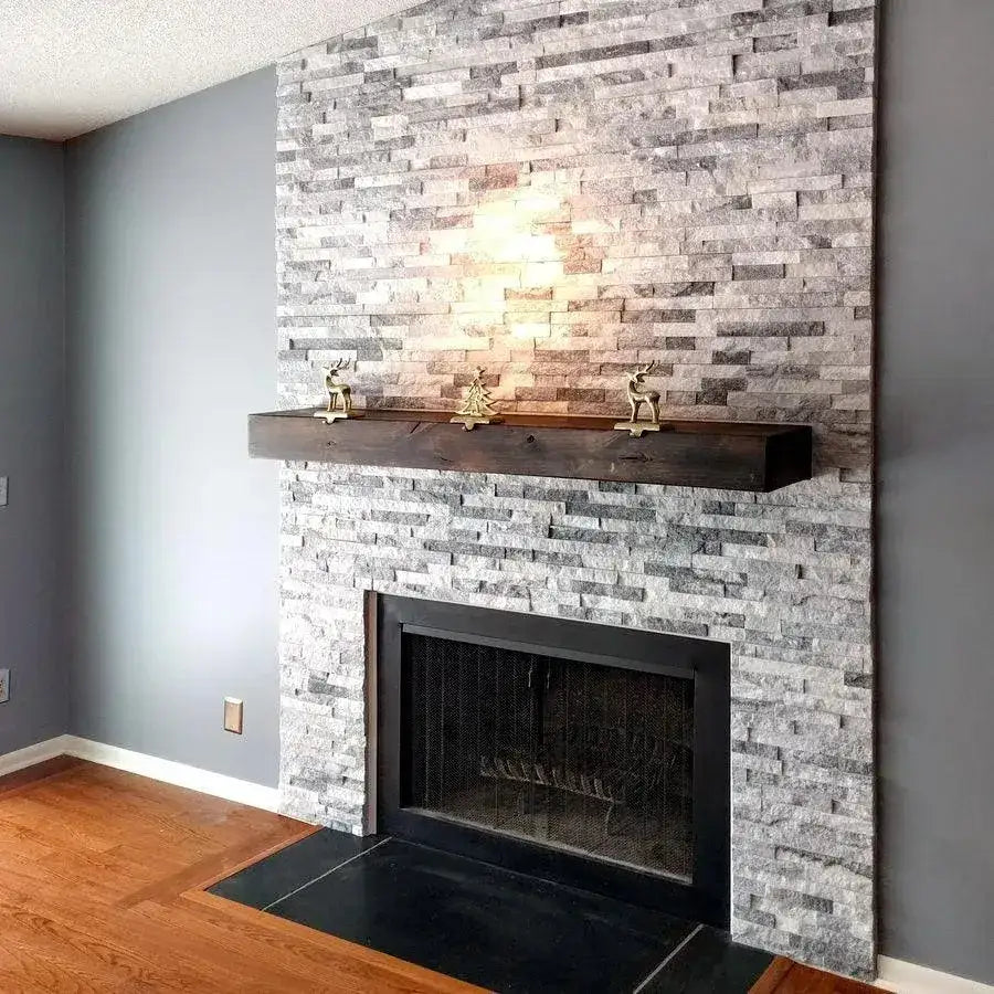 Sparkle Ice Grey Quartz Split Face Tiles Cladding 550 x 150