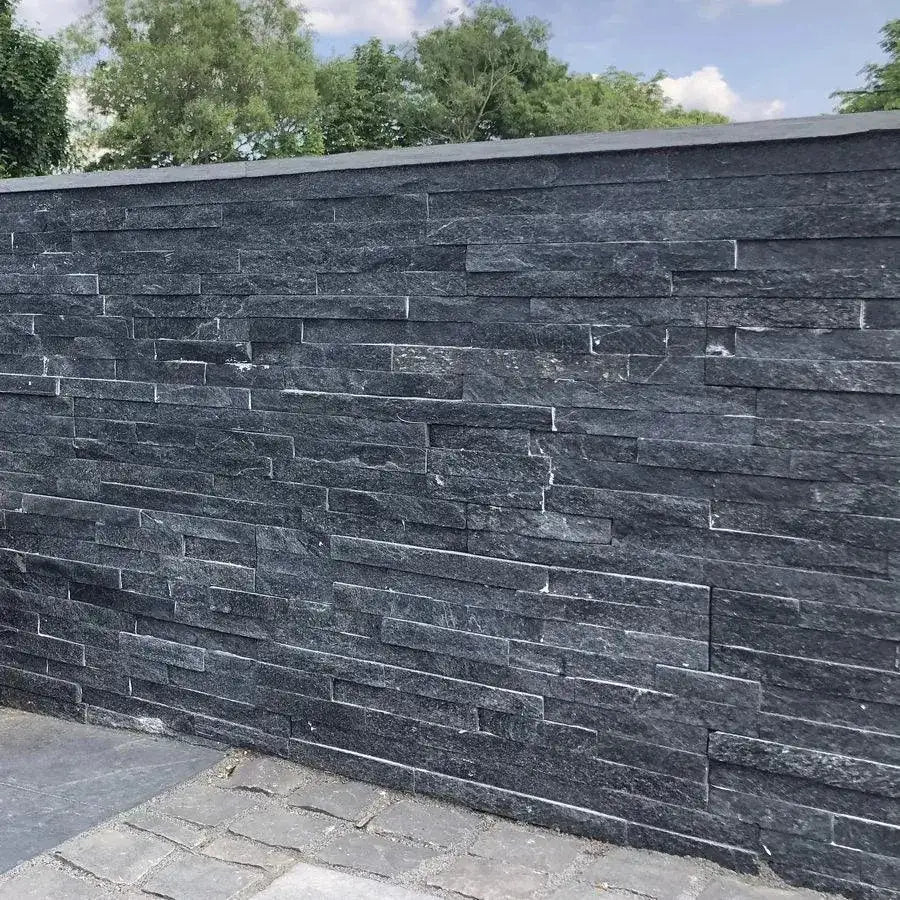 Black Sparkle Quartz Split Face Tiles 550 x 150