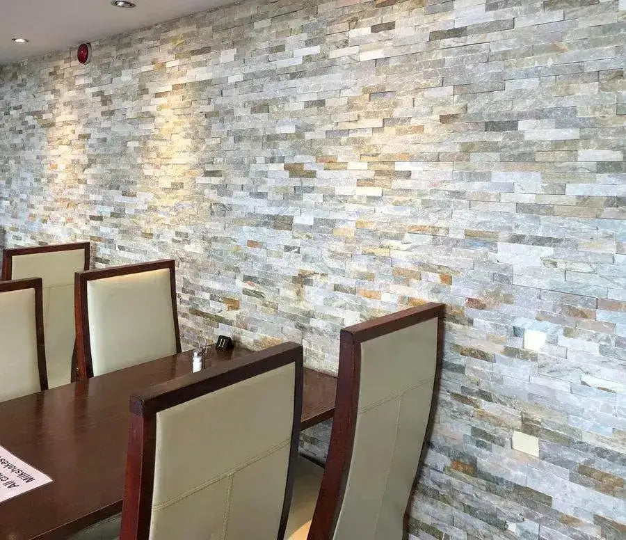 Oyster Quartz Split Face Tiles Cladding 550 x 150