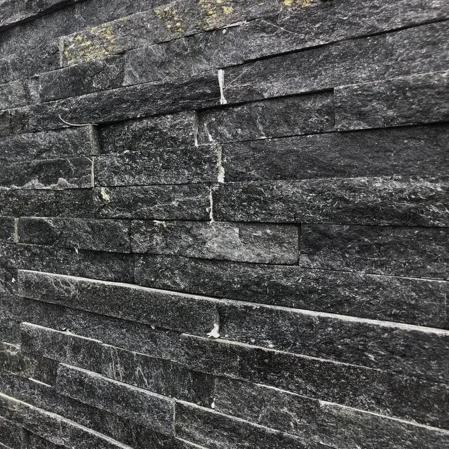 Black Sparkle Quartz Split Face Tiles 550 x 150 | Paving Slabs UK